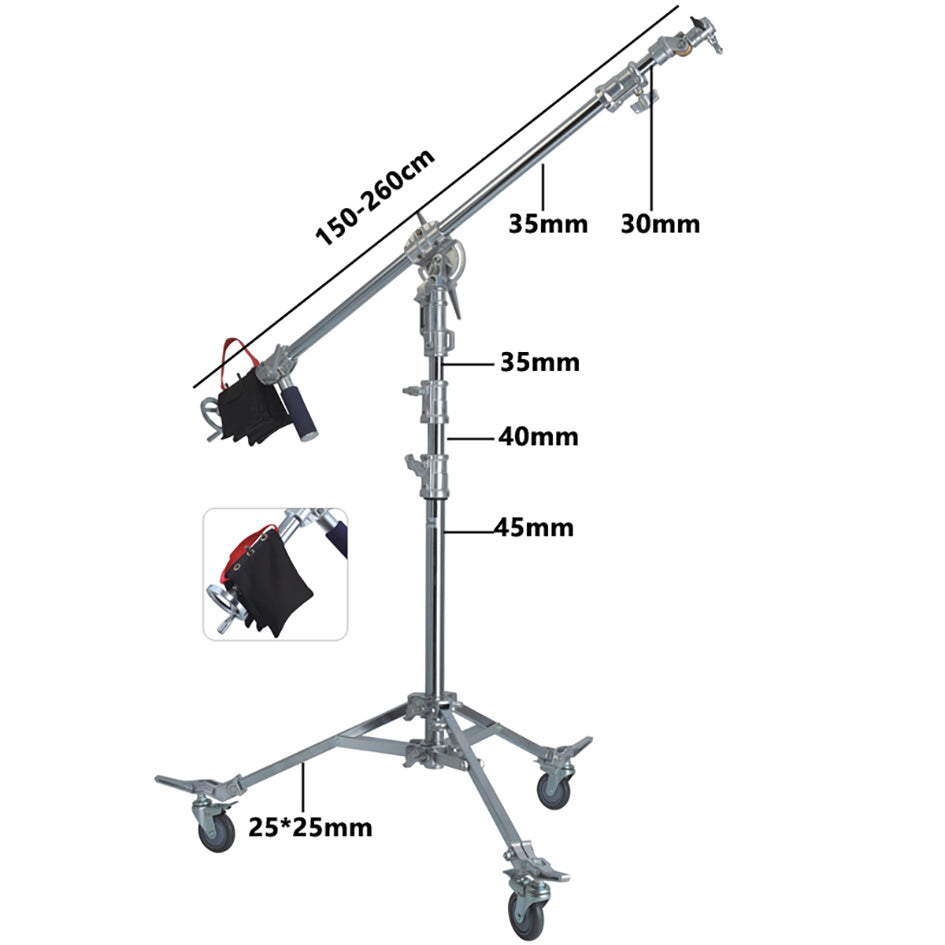 ALUMOTECH M16-1336FS Heavy Duty Light Stand Arm Boom Load 5KG Sandbag