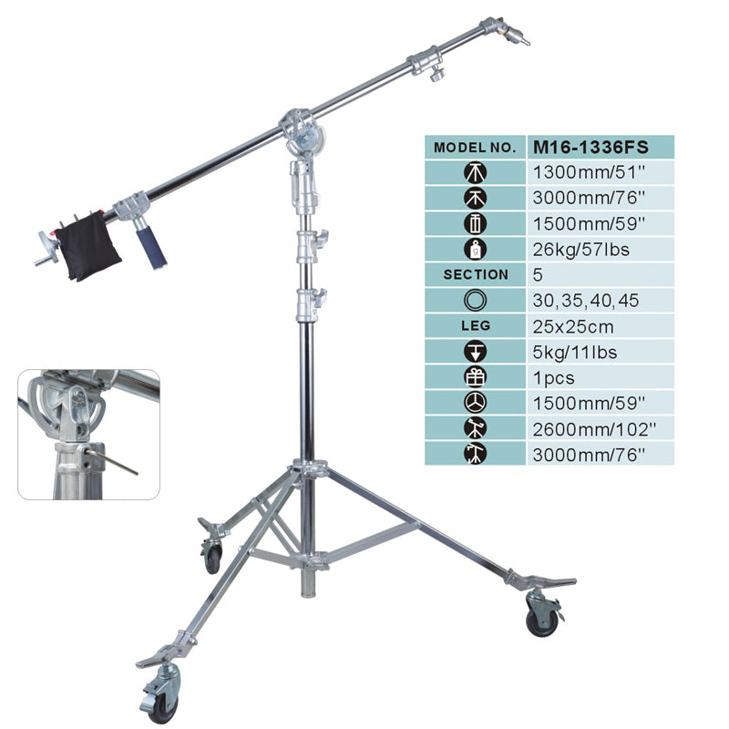 ALUMOTECH M16-1336FS Heavy Duty Light Stand Arm Boom Load 5KG Sandbag
